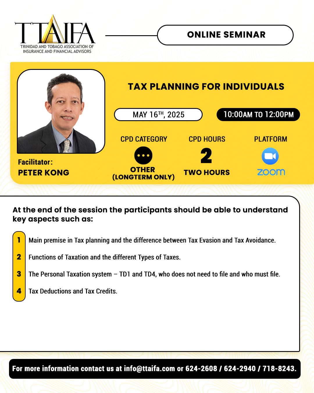 TTAIFA CPD Webinars Package - May 2025 - Trinidad and Tobago ...