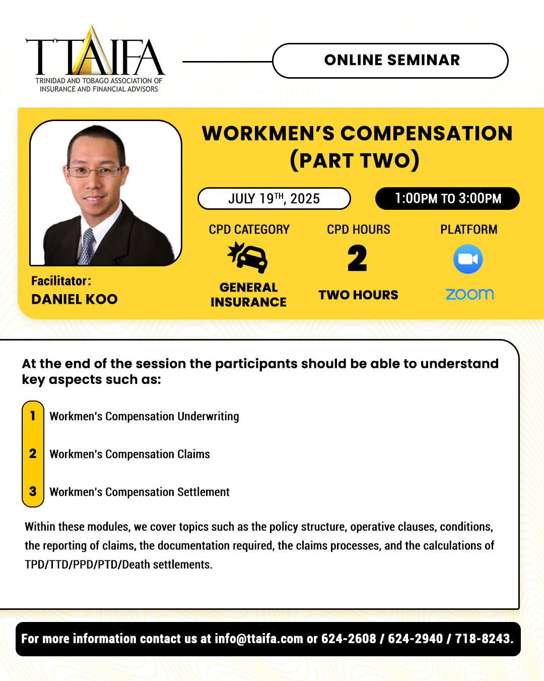 TTAIFA CPD Webinars Package - July 2025 - Trinidad and Tobago Association of Insurance and ...